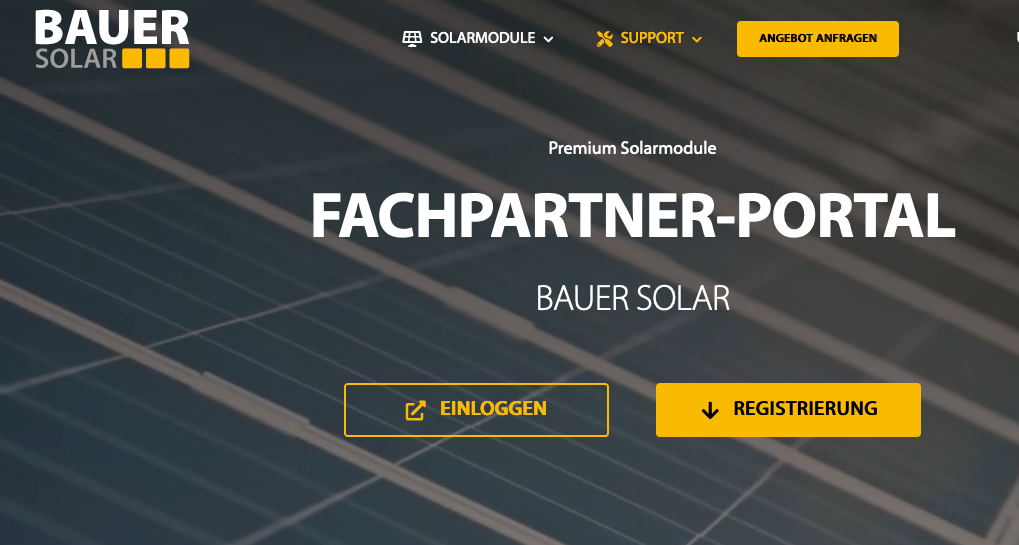 Bauer Solar zeigt neues Fachpartnerportal und erweitert Garantie